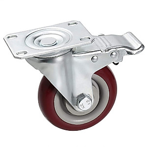 4 Inch Caster Wheels, Set of 4, Heavy Duty Casters Load 2400lbs with Brakes & Top Plate, 360-degree Swivel Casters for Furniture and Workbench Cart (Free Hardware Kit)