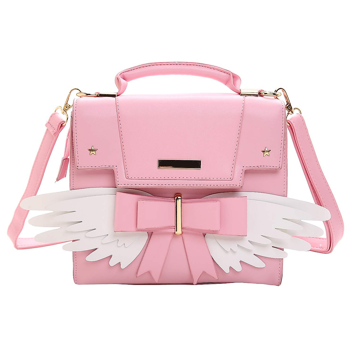 JHVYF Women's Cute Wings Bow Top Handle Cross Body Shoulder Bags Girls Kawaii Handbag Pink 354343