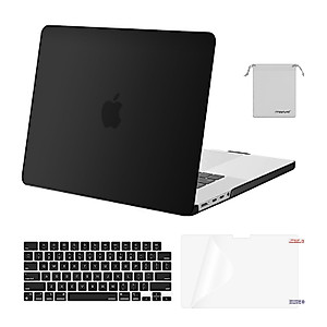 MOSISO Compatible with MacBook Pro 16 inch Case 2023 2022 2021 Release M2 A2780 A2485 M1 Pro/Max Chip with Touch ID, Plastic Hard Shell Case&Keyboard Cover&Screen Protector&Storage Bag, Black