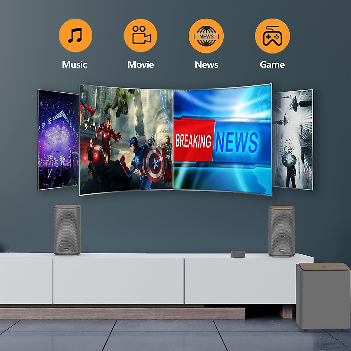 KEiiD 2.1 Bluetooth Computer Speakers with Wireless Subwoofer and Wireless Touchpad Control for Desktop Laptop PC Stereo Gaming Speakers, 4 EQ Modes, Aesthetic Style, 2025 New Model