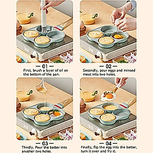 DAFEIKE 4 Egg Frying Pan Nonstick Omelet Pan Ceramic Mini Egg Pancake Pan Non Stick Aluminum Skillet, Green
