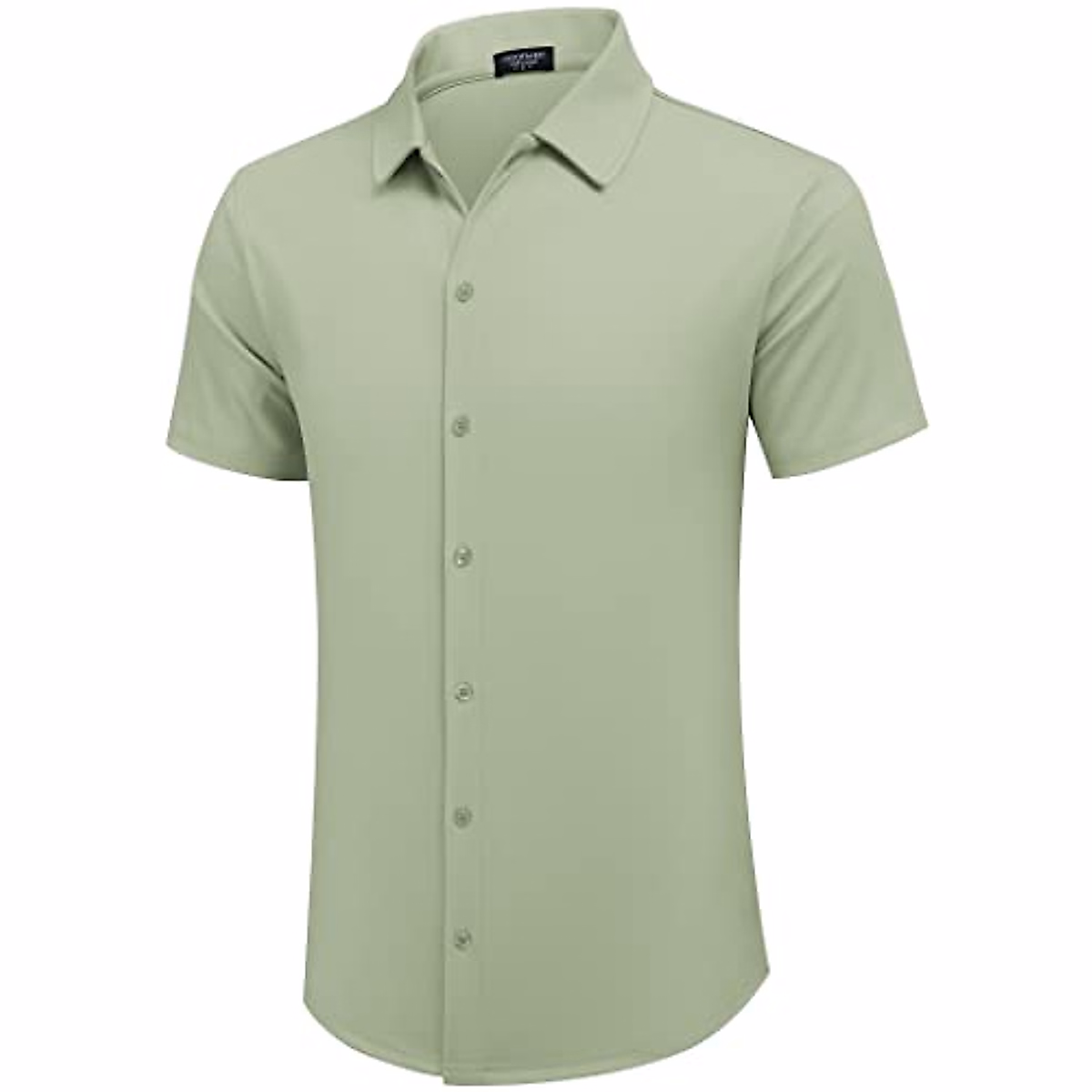 COOFANDY Mens Shirt Button Down Wrinkle Free Casual Stretch Dress, Light Green, Large, Short Sleeve