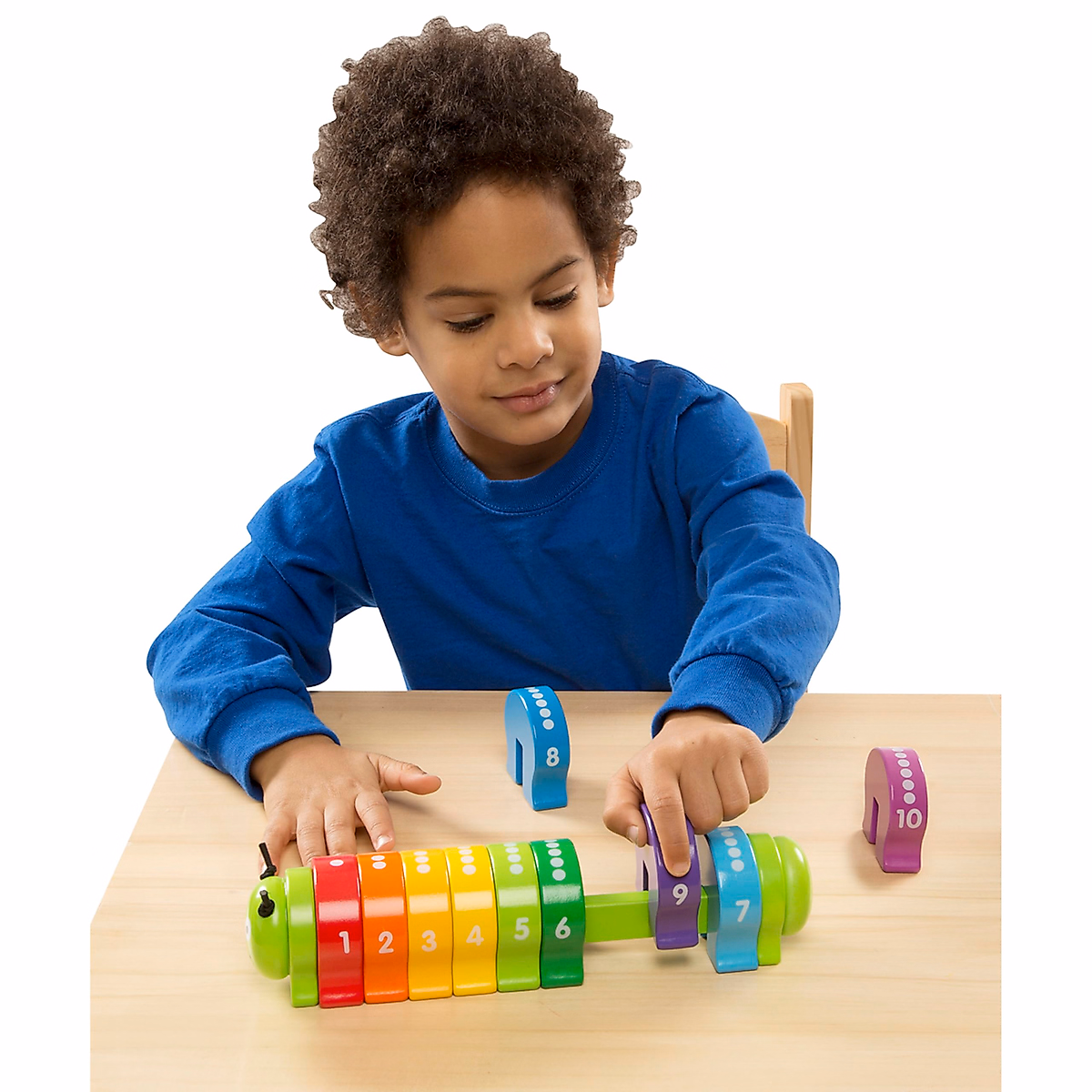 Melissa & Doug Counting Caterpillar - Classic Wooden Toy With 10 Colorful Numbered Segments