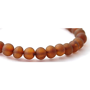 TipTopEco Baltic Amber Adult Stretch Bracelet - 7 Inches (18 cm) Long - Unpolished Honey Beads (Cognac, 7.9 inches)