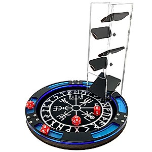 C4Labs 10" Round Padded Norse Compass Dice Tray and Tall Classic Black Dice Tower