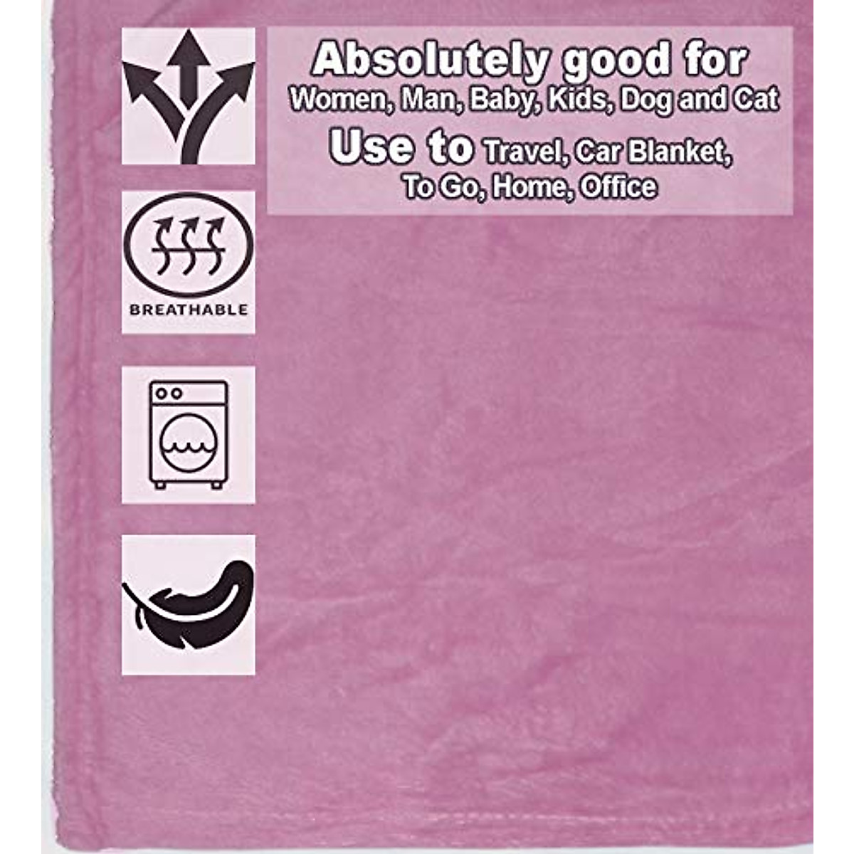 NICE COM SUPPLY Travel Blanket, 40X60 Portable, Warm, Cozy, Throw, for Car, Airplane, Chair, Small, Fleece, Full Body Cover, Pink, Travel