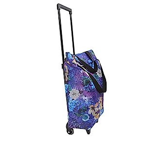 Folding Shopping Cart, Large Capacity Reusable Waterproof Grocery Cart with Removable Bag, Washable Durable Collapsible Shopping Bag with Wheels, 600D Strong Heavy Duty Utility Cart for Travel Camping