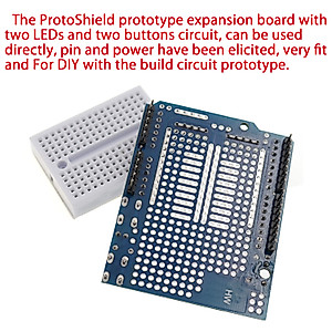 AIHJCNELE UNO R3 Proto Shield Prototype Expansion Board with Mini Breadboard Based SYB-170 ProtoShield Prototyping Expansion Module for UNO MEGA 328P ATMEGA328P Expanding Board with Cable Wire (1Kit)