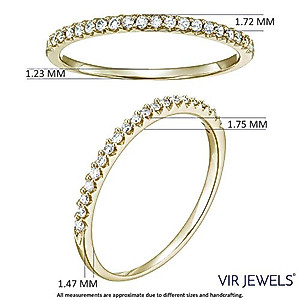 Vir Jewels 1/10 cttw Mircopave Petite Round Diamond Wedding Band for Women in 10K Yellow Gold Prong Set, Size 6.5