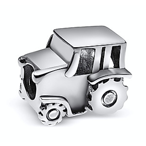 Bolenvi Farm Tractor wboy Farmer 925 erling Silver Pendant Charm Bead For Pandora & Similar Charm Bracelets or Necklaces