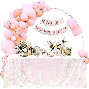 FYLEDAEE Iridescent White Sequin Tablecloth Rectangular 50X80 inch Spark Glitter Shimmer Tablec Cover for Wedding Baby Shower Birthday Dinners Dessert Flower Candy Cake Party Decoration