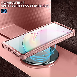 Dexnor for Samsung Galaxy Note 10+ Plus Case, [Built in Screen Protector and Kickstand] Heavy Military Grade Protection Shockproof Protective Cover for Samsung Galaxy Note 10 Plus Rose Gold
