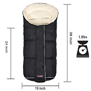 Width Adjustable Universal Stroller Footmuff Designed for Baby Grows,Waterproof High Performace Stroller Bunting Bag,Beige