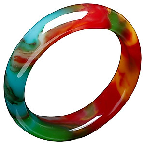 Natural Jade Bangle Bracelet for Women Colorful Chinese Elegant Agate Jewelry for Mother Gift (Size : 56mm)