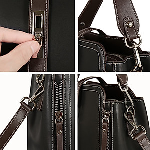 HESHE Leather Purses and Handbags Shoulder Bags Satchel Purses Ladies Pocketbook Bag Designer Crossbody Bags (Black)