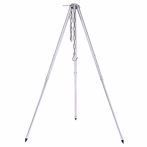 Camping Tripod Cooker 44 LB Load Folding Campfire Cooking Dutch Oven Tripod Grill Stand Open Fire Tripod Adjustable Grill Tripod Cooker Cooking Lantern Tripod Hanger