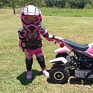 Webetop Kids Dirt Bike Gear ATV Chest Protector Motocross Mountain Bike Girls Chest Protector for Riding 4 Wheeler MTB Black/Pink M