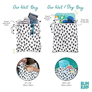 Bumkins Waterproof Wet Dry Bags for Baby, Travel, Swimsuit, Cloth Diapers, Pump Parts, Gym Clothes, Toiletries, Strap to Stroller, Zipper Reusable Bag, Packing Pouch