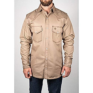 Western Welder Outfitting - Welding Shirt Western Style | Light Weight Tripled-Stitched Welding Shirts, Relaxed Fit, Non FR (XL, Khaki)