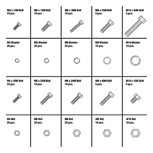 Trades Pro 836344 240Pc Zinc Metric Nut & Bolt Assortment, Combination Pack