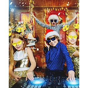 12 Pcs Tinsel Wrapped Ponytails Headband with Heart Shape Sunglasses Costume Party Faux Feather Headwear Bopper for Festival(Yellow)