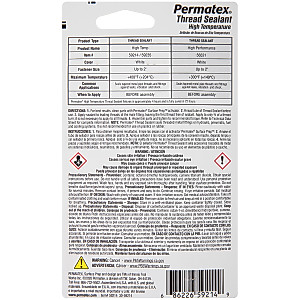 Permatex 59214 High Temperature Thread Sealant, 6 ml Tube, Pack of 1