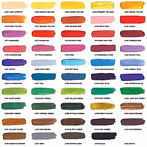 GenCrafts Acrylic Paint - Set of 50 Premium Vibrant Colors - (22 ml, 0.74 oz.) - Quality Non Toxic Pigment Paints for Canvas, Paper, Wood, Crafts, and More