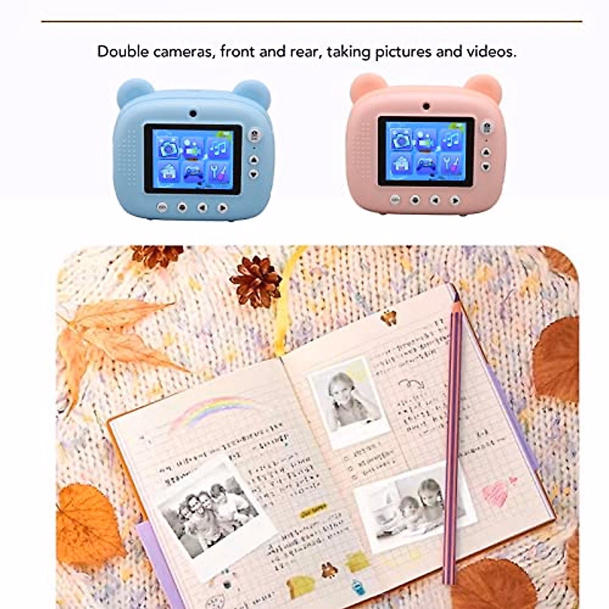 Kids Camera, 2.4inch HD Screen Children HD Camera 1050mah Battery for Gifts (Blue)