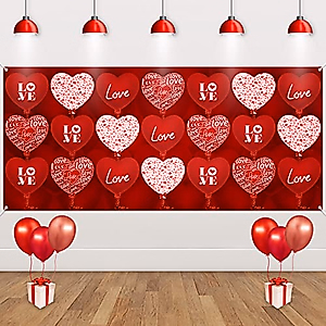 Yoiemivy 6 x 13 Ft Wedding Decorations Red Heart Garage Door Banner Large Anniversary Party Decor Banner for Photo Studio Props Bridal Shower Engagement Engaged Ceremony Decorations