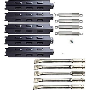 Htanch PN8531 (5-Pack) SA5491(5-Pack) 14 5/8" Heat Plate and Burner,Carryover Tubes Replacement for Charbroil 463440109, 463230515, 463230514, 463230513, 463230512, 463230511, 463230510, 463226514