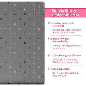 Sdpeia Under Sink Mat for [28" x 22"] Cabinet, Upgraded Silicone Waterproof Mat Kitchen Cabinet Liner Cabinet Protector Kitchen Organizers and Storage