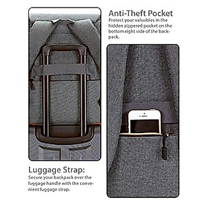 Rockland Heritage USB Laptop Backpack, Grey, Large