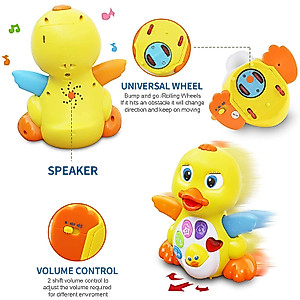 MOONTOY Crawling Duck Baby Toys Infant Tummy Time Toy 3 4 5 6 7 8 9 10 11 12 Month with Lights & Music Toddler Light Up Walking Dancing Learning Developmental Gift 0-6 6-12 Month 1 2 Year Old Boy Girl