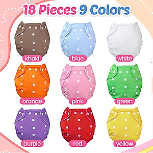 18 Pcs Baby Cloth Diapers Adjustable Reusable One Size Washable Nappy Covers Baby Cloth Pocket for Newborn Toddlers Boys Girls 8-25 Pound (No Inserts)