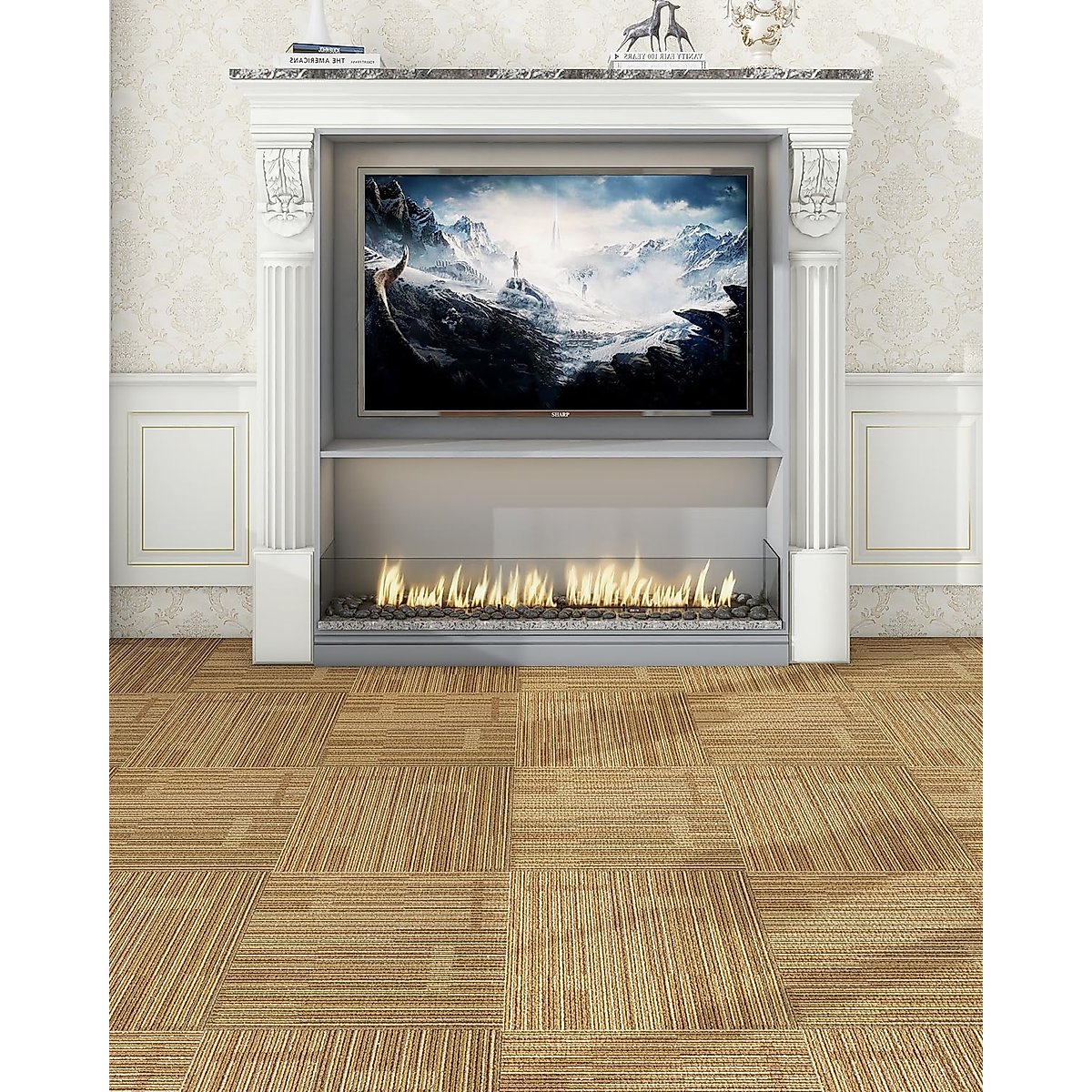 Rehert 12Tiles/32 sq Ft-Carpet Squares, Commercial Carpet Tiles, 0.27" Pile Height, Tiles Carpet, PVC Backing Non-Slip, 20" x 20" Berber (Loop Pile)