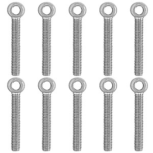 Augiimor 10pcs 304 Stainless Steel Eye Bolt M6 x 40mm Welded Closed Shoulder Swing Lifting Eye Bolt Machinery Shoulder Screw Rod Eye Screw Bolts