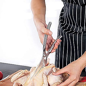 Dnifo Kitchen Scissors Heavy Duty, Stainless Steel Poultry Shears Multifunctional, Premium Spring Loaded Food Scissors for Cutting Bone, Chicken, Fish, Seafood, Meat, Vegetables and so on.
