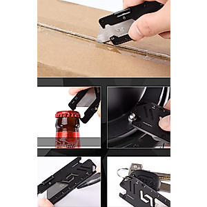 KUNSON Stainless Steel Pocket Utility Knife, Portable EDC Retractable Box Cutter for Cartons, Cardboard and Boxes, Quick-Change Blade, Safety Lock Design, Extra 5 Blades Included (Black)