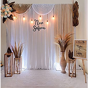 White Backdrop Curtain for Parties 5ft x 10ft 2 Panels Backdrop for Photo Birthday Baby Shower