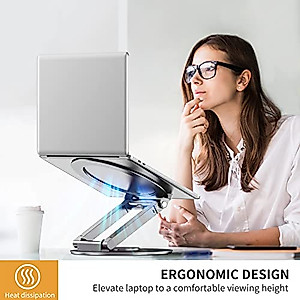 ProtoArc 360 Rotating Laptop Stand, ESZ1 Swivel Laptop Riser Ergonomic Computer Stand for Laptop, Adjustable Height, Fully Foldable for Easy Storage, Fits All MacBook/Laptops up to 17 inches