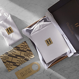 H by Frette Checkered Sateen Standard Bed Bundle (Queen) - Luxury All-White Bedding Bundle/Includes Pillowcases, Fitted Sheet, and Duvet Cover