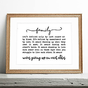 Family Isn't Defined, Family Quote, Family Wall Decor, Entryway Sign, Entryway Decor, Adoption Gift, Family Love, Family Definition, No Framed (11X14 INCH)