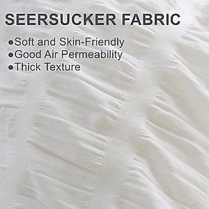 Xicennego 4 Piece Seersucker Duvet Cover Set, Princess Bedding Set, 1 Duvet Cover, 1 Washed Cotton Flat Sheets, 2 Pillowcases (King, Purple)