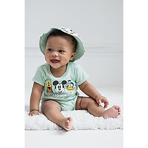 Disney Mickey Mouse Donald Duck Pluto Newborn Baby Boys Romper and Hat Green 0-3 Months