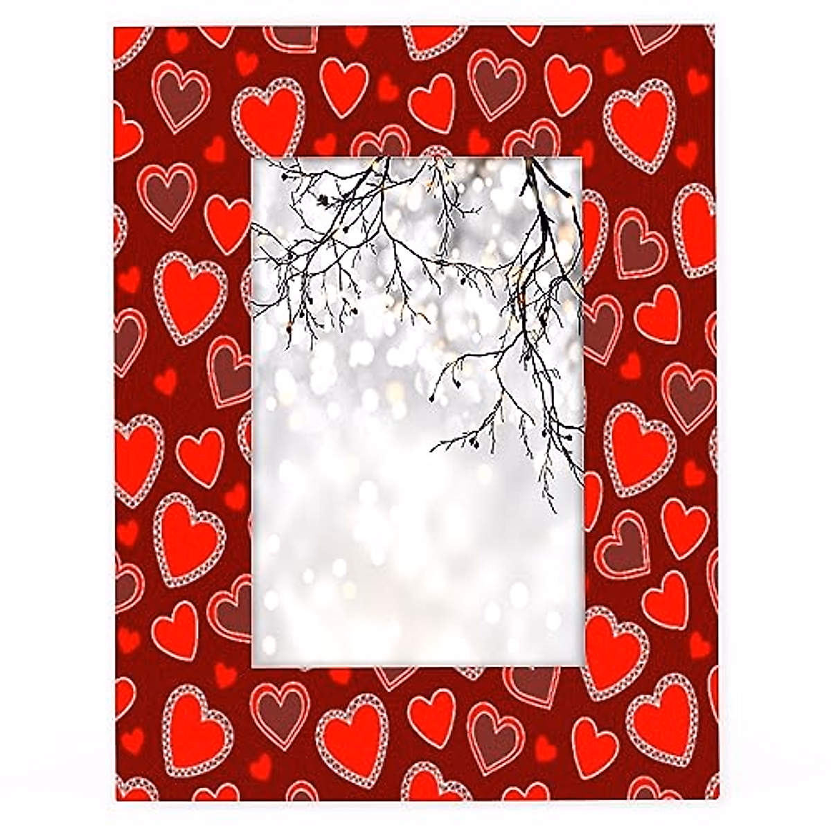 POFATO Red Love Heart 5x7 Picture Frame Wood Photo Frame for Tabletop Display Wall Mount Picture Frame Display 5 x 7 Inch Photo Wall Decor Home Gift Frames