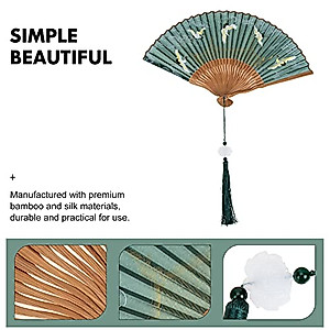 RAZZUM Retro Style Silk Fan Folderable Fan Chinese Style Fan Wall Decoration Costume Collocation Large Wall Decor Fan