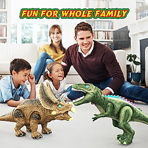 Dinosaur Toys with Remote Control-Dino Toys for Kids 3-5,6-8,8-12,Robot T-Rex Dinosaurs with Sounds,Lights,Moving and Launching Bullets,Gifts for 3+ Years Old Boys and Girls