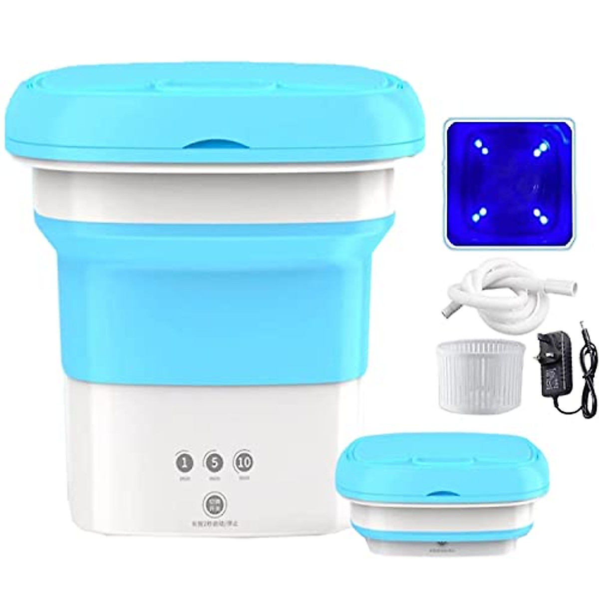 Portable Washing Machine 4.5L Mini Foldable Small Machine for Apartment, Laundry, Camping, RV, Travel, Underwear, Socks, Baby clothes Lightweight and Easy to Carry (Blue)