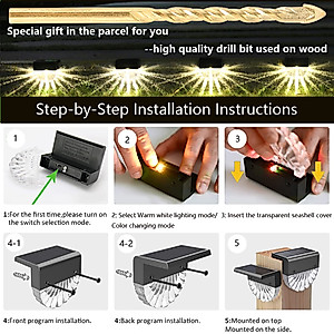 Solar Deck Lights,Fence Lights Outdoor Waterproof,Outside Step Lights Solar Outdoor Stair Lights for Garden,Patio,Stair,Driveway,Yard,Path,Terraces Railing Lights(Warm White/Color Changing) 6 Pack