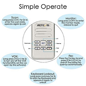 Retevis RT20 Rechargeable Walkie-Talkies,Wearable Walkie Talkie for Seniors Adults Elderly,USB-C,VOX,Keylock,Compact Mini 2 Way Radios for Skiing Gift(Silver,3 Pack)